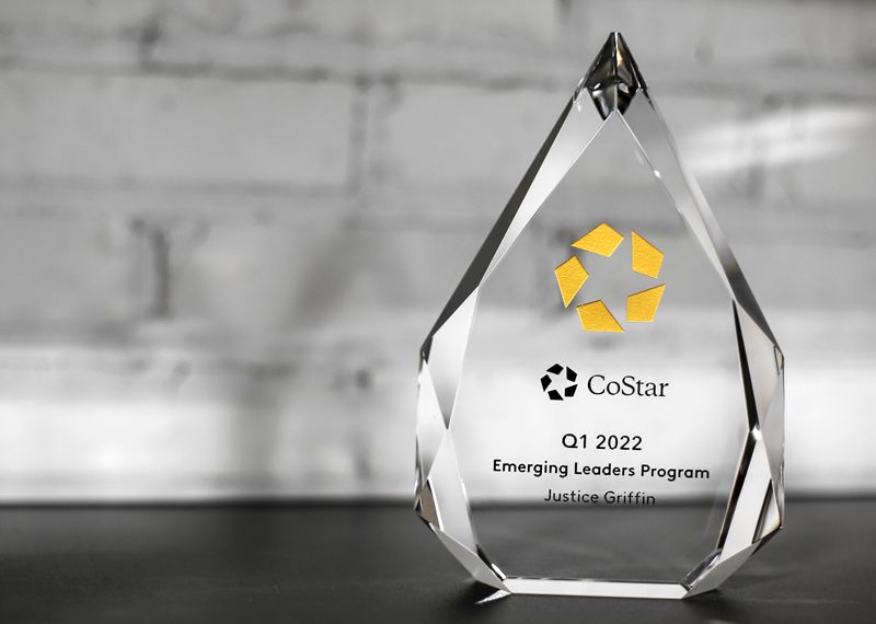 Crystal Sales Awards with Gold Colorfill - Cristaux International
