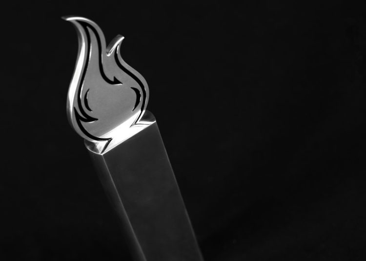 Acid Engraved Flame Pillar - Cristaux International