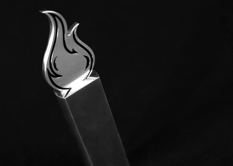 Acid Engraved Flame Pillar - Cristaux International